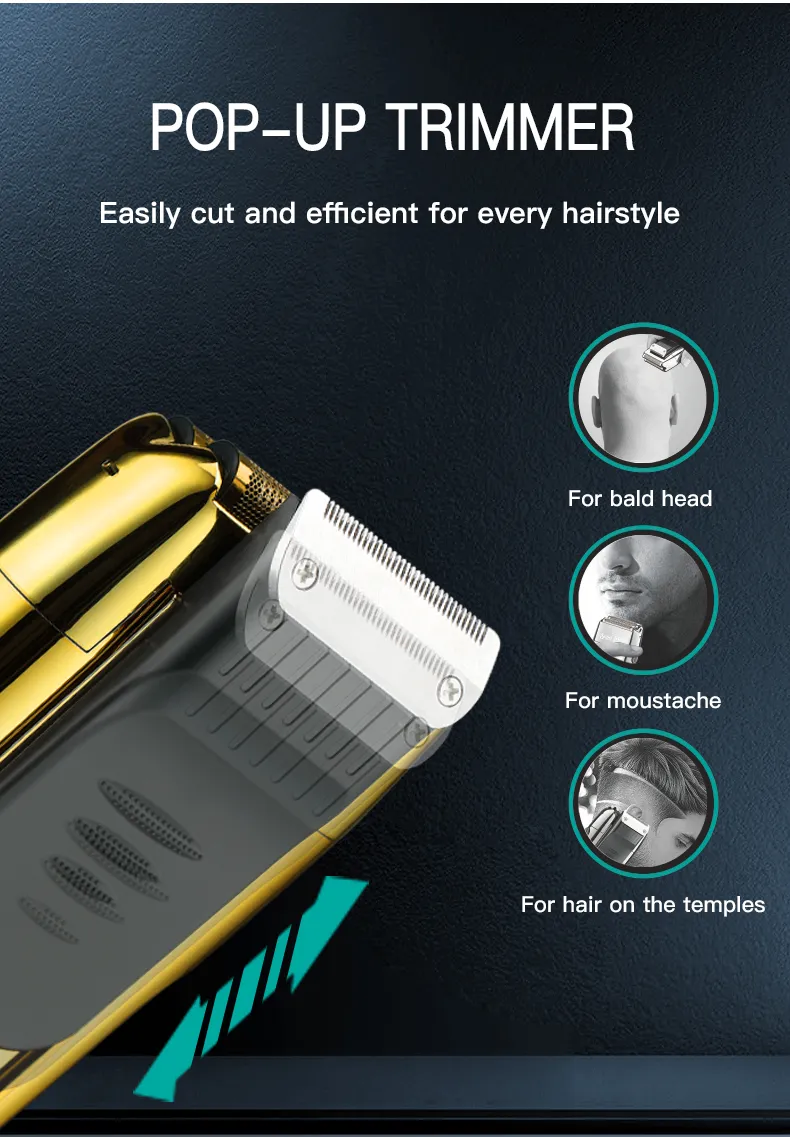 Professzionális elektromos borotva, borotva és trimmer, VGR V-332, dupla pengék, 3 állítható ...