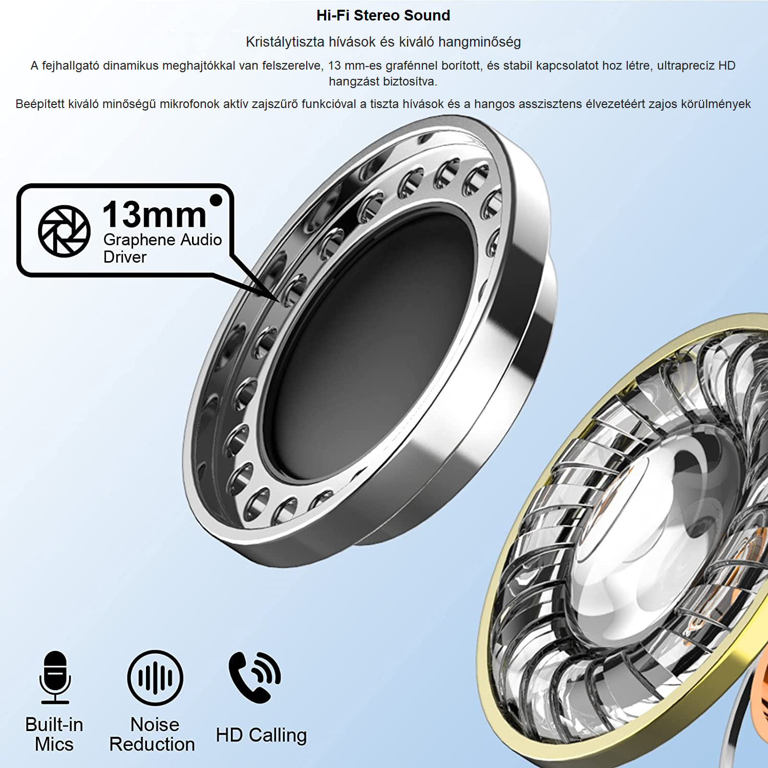 Vezeték Nélküli Fülhallgató MOOD™ MINI Hi-Fi Stereo Sound, Bluetooth 5.3, Noise Cancelling ...