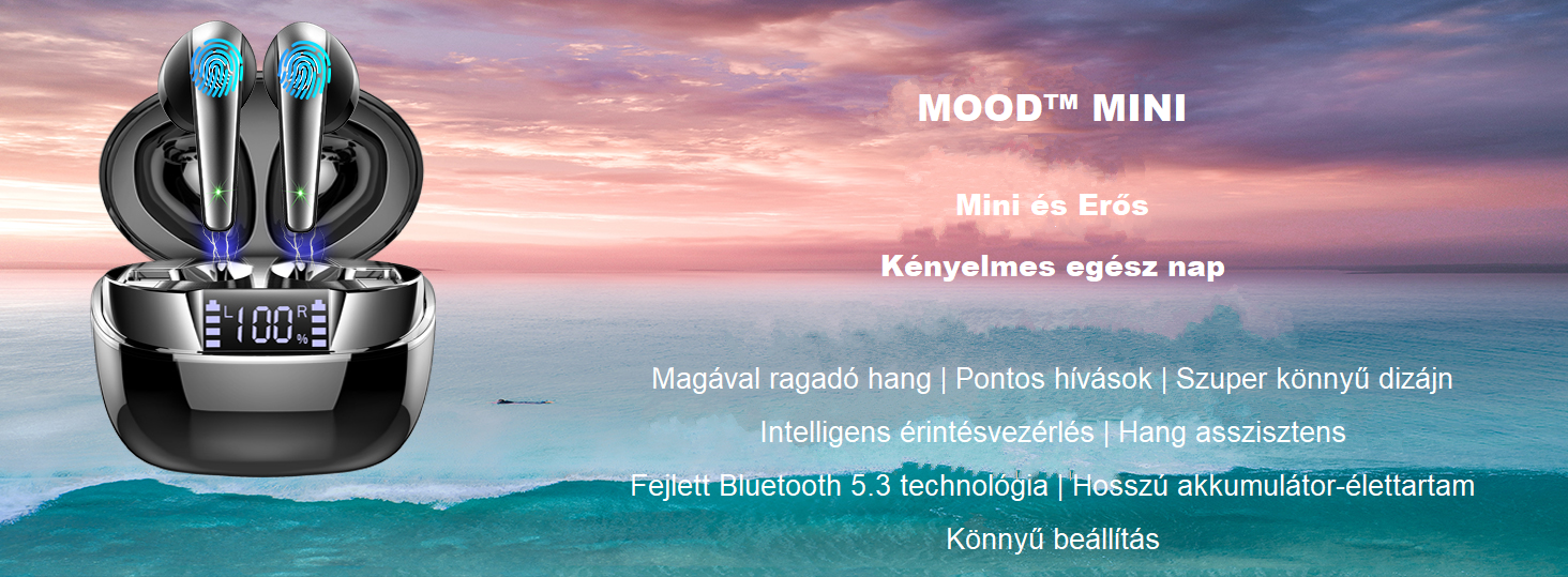 Vezeték Nélküli Fülhallgató MOOD™ MINI Hi-Fi Stereo Sound, Bluetooth 5. ...